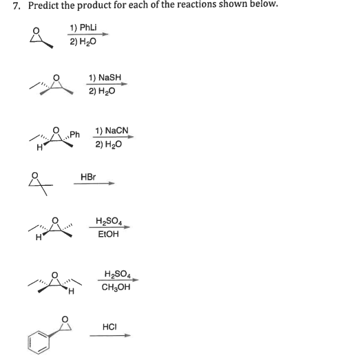 Solved 7. Predict the product for each of the reactions | Chegg.com