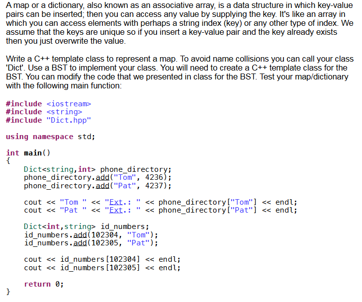 Solved A map or a dictionary, also known as an associative | Chegg.com