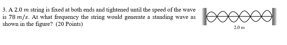 Solved 3. A 2.0 m string is fixed at both ends and tightened | Chegg.com