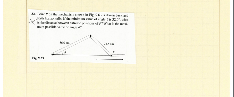 Solved 32. Point P on the mechanism shown in Fig. 9.63 is | Chegg.com
