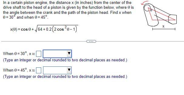 Solved In a certain piston engine, the distance x (in | Chegg.com