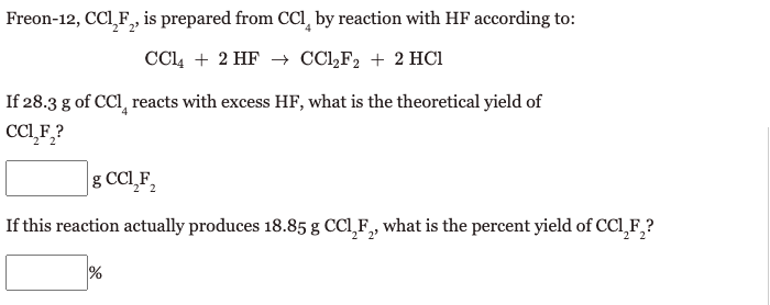 Solved Freon-12, CCI_F,, is prepared from CCI, by reaction | Chegg.com