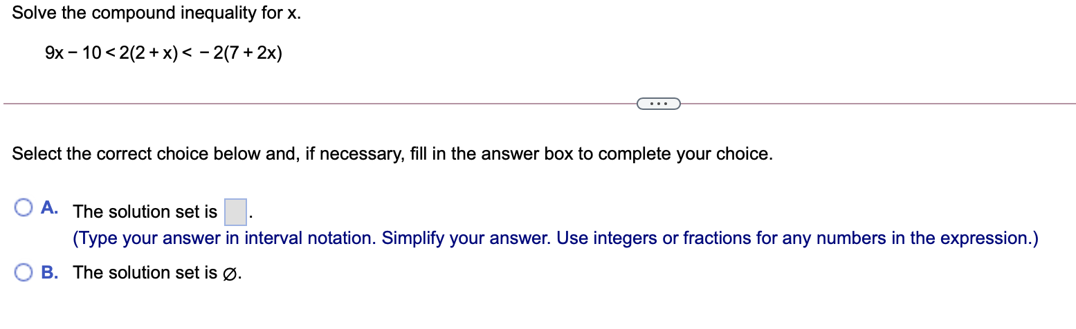 Solved Solve the equation. X-5= - 2x - 5 Select the correct | Chegg.com