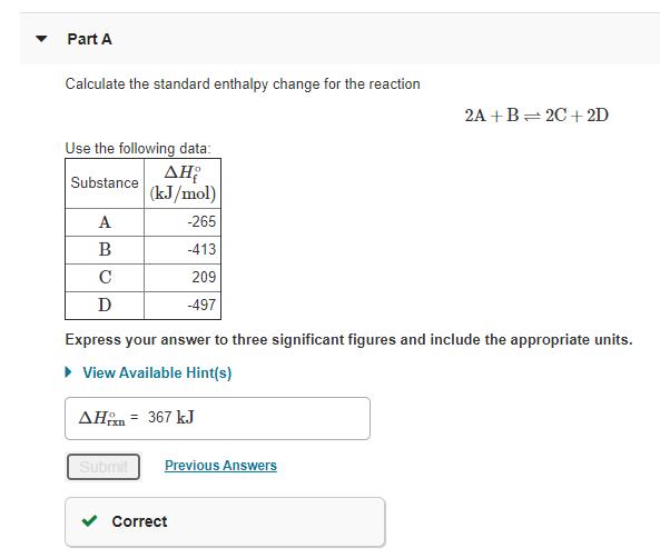Solved Part B For the reaction given in Part A, how much | Chegg.com