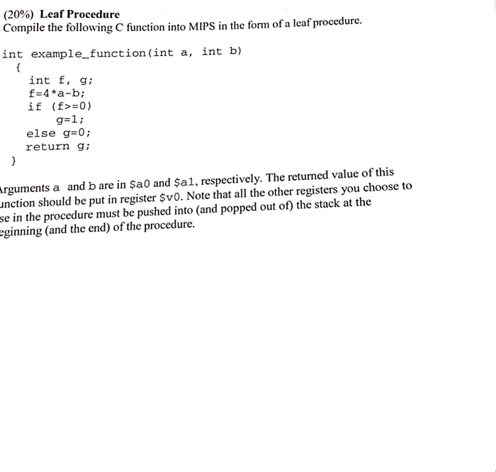 Solved %) Leaf Procedure Compile the following C function | Chegg.com