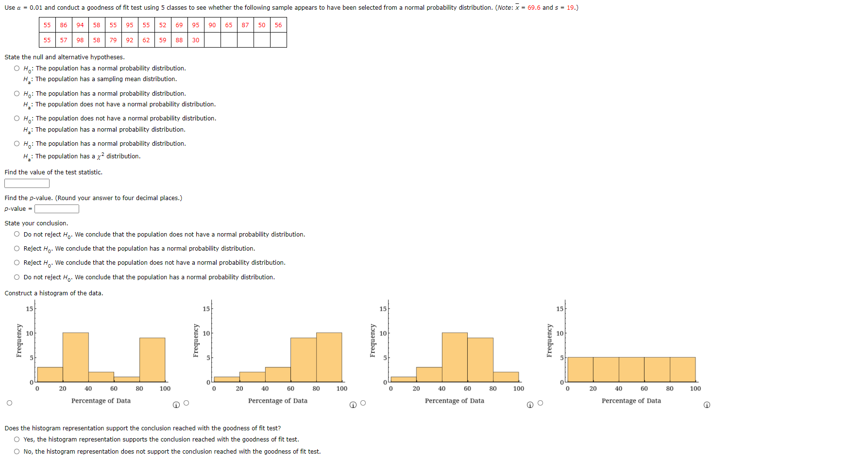 Solved Use A 0 01 And Conduct A Goodness Of Fit Test Using