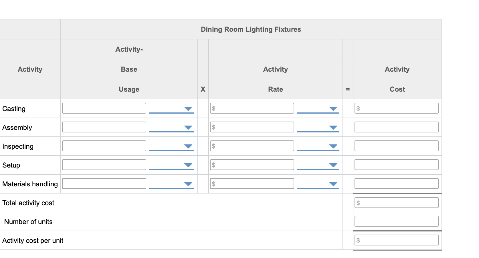 Solved Instructions Activity Table - Entry Lighting Activity | Chegg.com