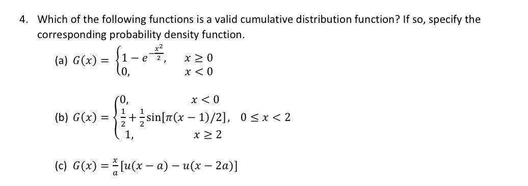 Solved 4. Which of the following functions is a valid | Chegg.com
