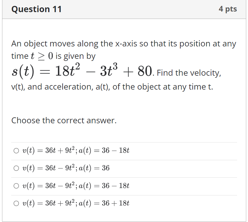 Solved An object moves along the x-axis so that its position | Chegg.com