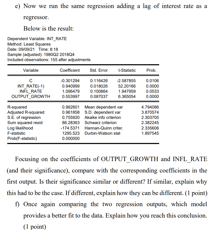 Solved 4. Consider the regression output below and answer | Chegg.com