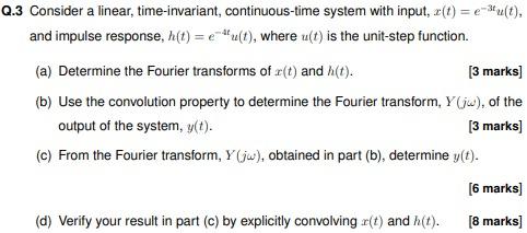 Solved 2.3 Consider a linear, time-invariant, | Chegg.com