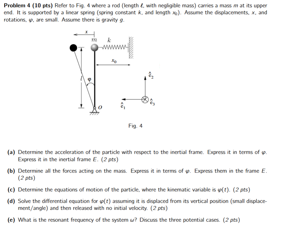 Solved Problem 4 (10 ﻿pts) ﻿Refer to Fig. 4 ﻿where a rod | Chegg.com