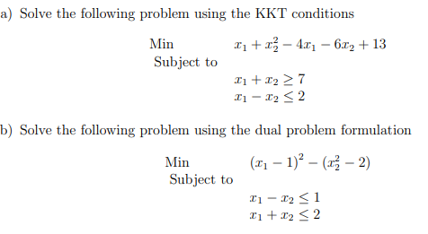 Solved Solve the following problem using the KKT conditions | Chegg.com