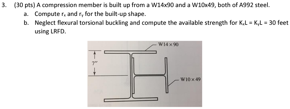 Solved a. Compute rx and ry for the built-up shape. b. | Chegg.com