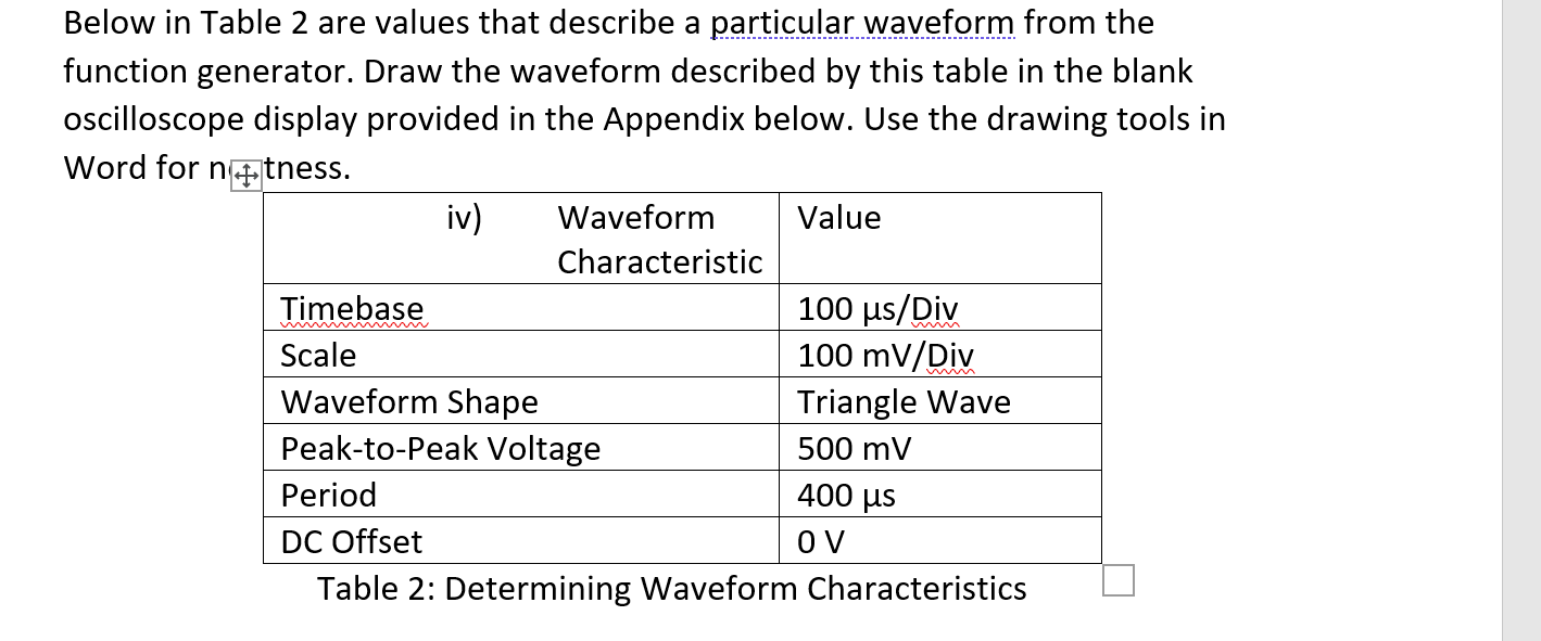 Solved Below in Table 2 are values that describe a | Chegg.com
