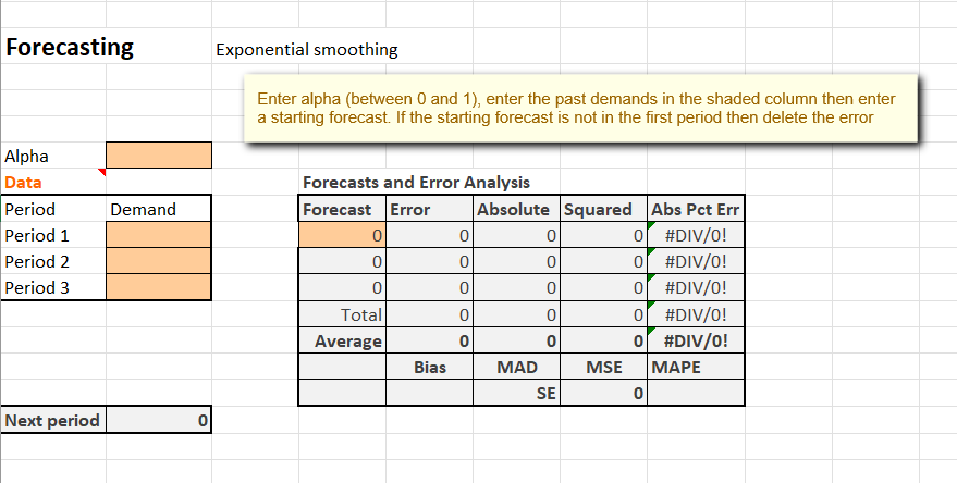 Excel OM Assignment for Forecasting Part I. | Chegg.com