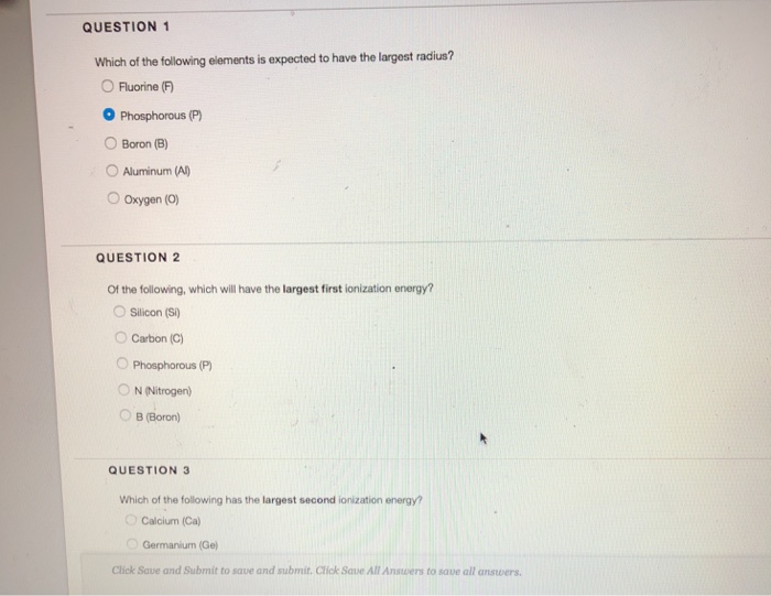 Solved QUESTION 1 Which of the following elements is | Chegg.com