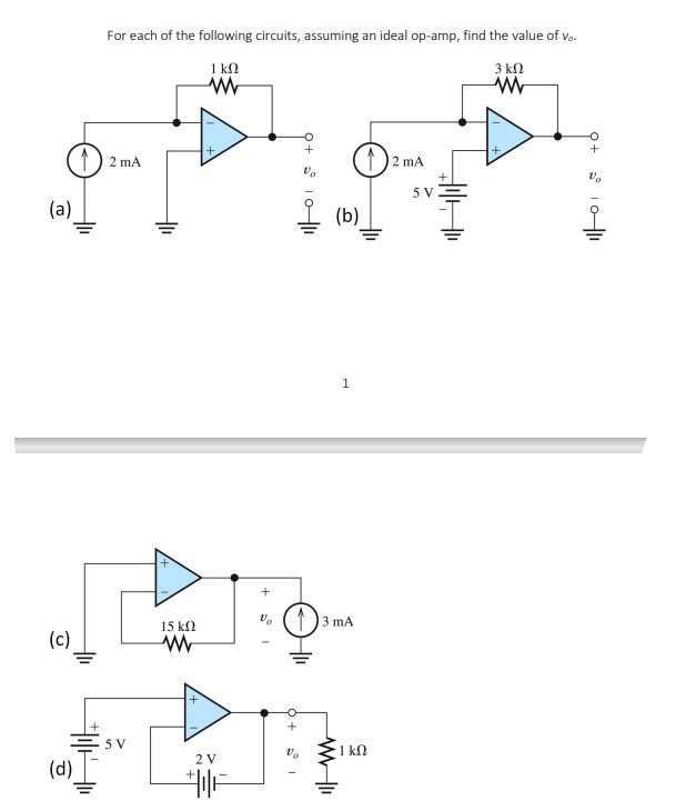 Solved For each of the following circuits, assuming an ideal | Chegg.com