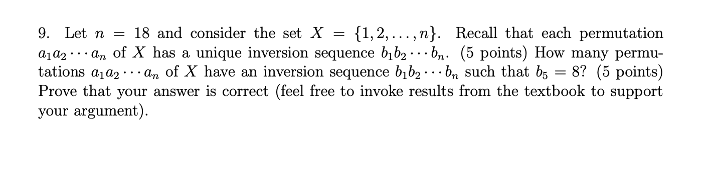 Solved 9. Let n=18 and consider the set X={1,2,…,n}. Recall | Chegg.com