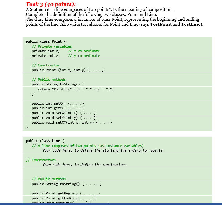 Solved Task 3 (40 points): A Statement "a line composes of | Chegg.com
