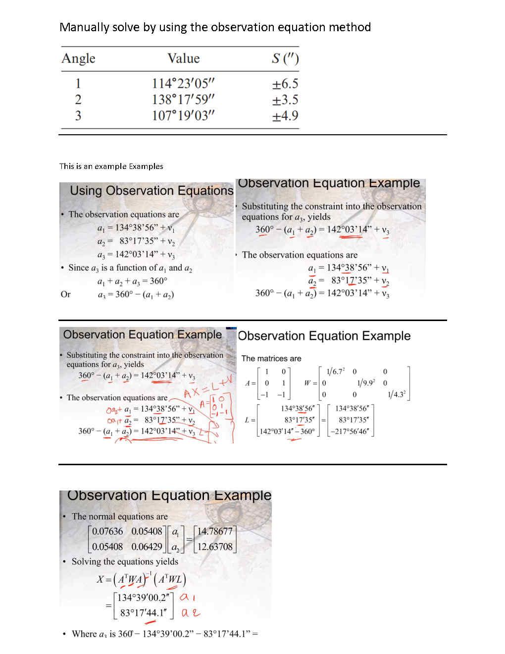 Solved Manually solve by using the observation equation | Chegg.com