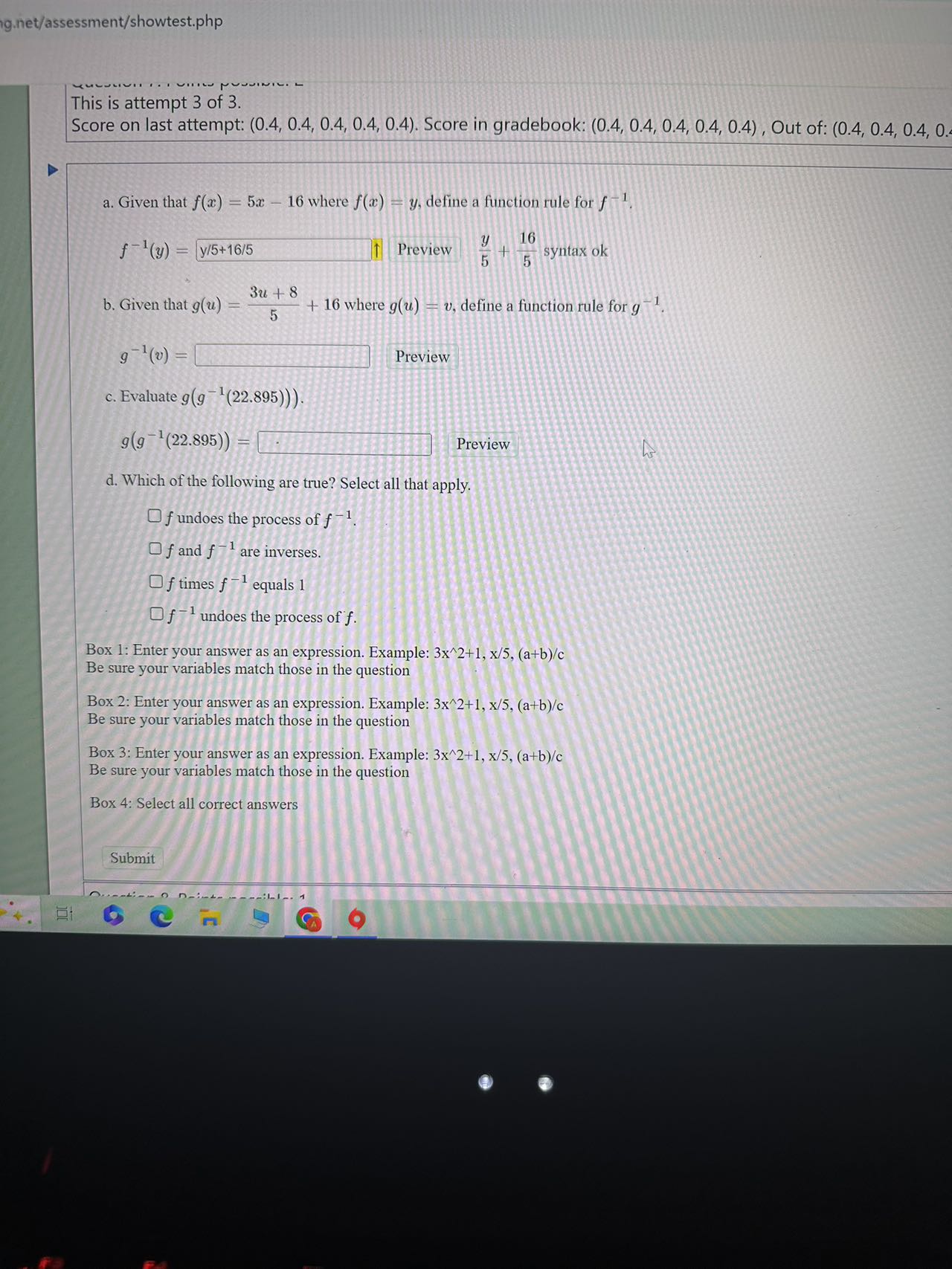 Solved Score on last attempt: (0.4,0.4,0.4,0.4,0.4). ﻿Score | Chegg.com