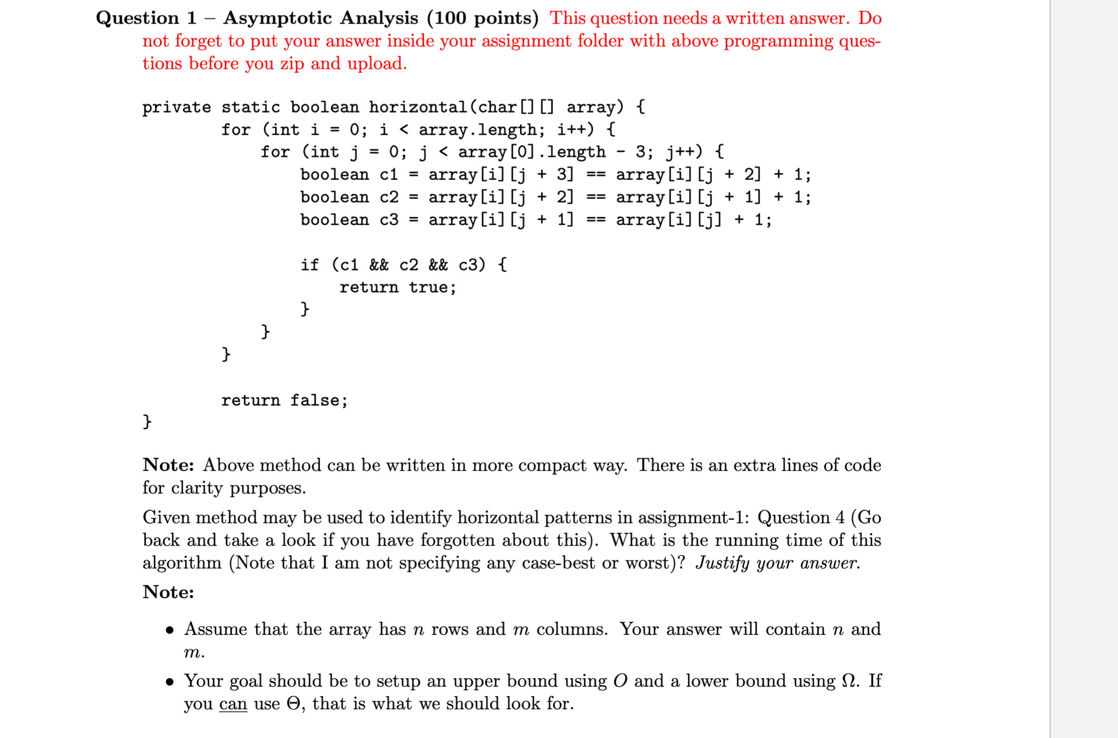 Solved uestion 1 - Asymptotic Analysis (100 points) This | Chegg.com