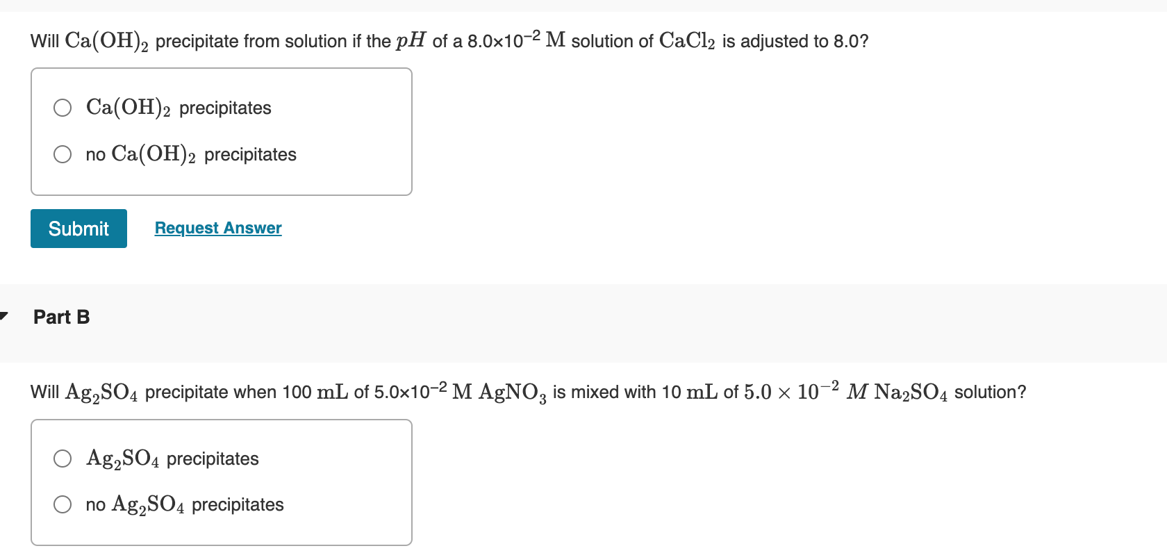 Solved Will Ca(OH)2 precipitate from solution if the pH of a | Chegg.com
