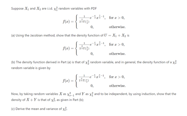 Suppose X1X1 and X2X2 are i.i.d. χ21χ12 random | Chegg.com