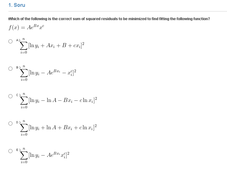 Solved Which of the following is the correct sum of squared | Chegg.com