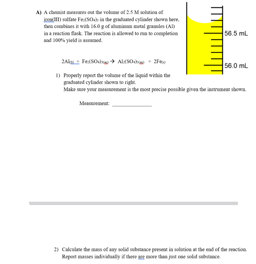 Solved 3) Calculate the total molarity of any anions | Chegg.com