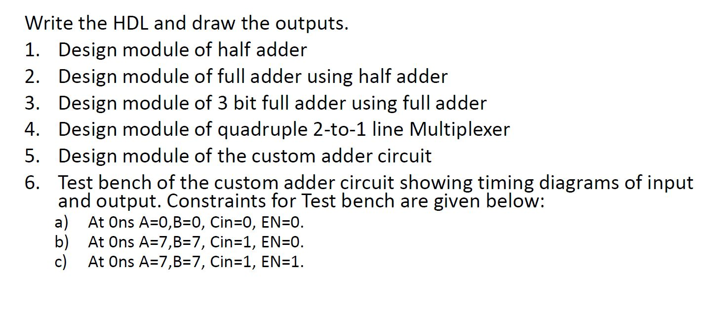 Solved Write the HDL and draw the outputs. 1. Design module | Chegg.com