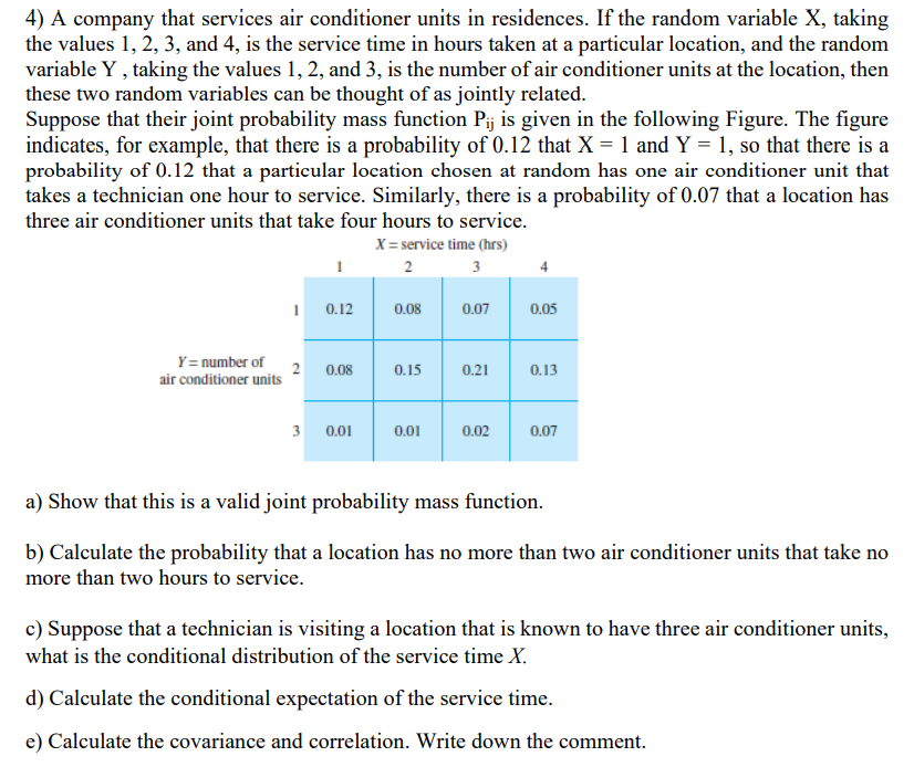 Solved 4) A company that services air conditioner units in | Chegg.com