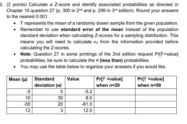 Solved (2 points) Calculate a Z-score and identify | Chegg.com