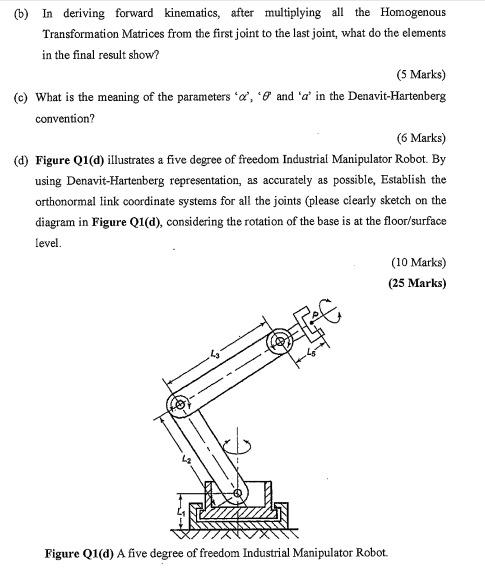 (b) In deriving forward kinematics, after multiplying | Chegg.com