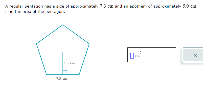 Solved A regular pentagon has a side of approximately 7.3 cm | Chegg.com