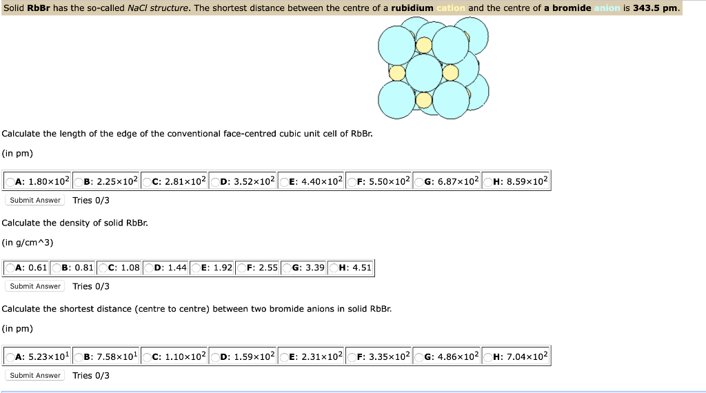 Solved Solid RbBr has the so-called NaCl structure. The | Chegg.com