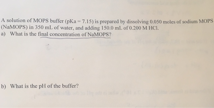 Solved A solution of MOPS buffer (pKa 7.15) is prepared by | Chegg.com