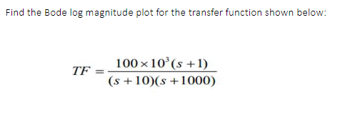 Solved Find the Bode log magnitude plot for the transfer | Chegg.com