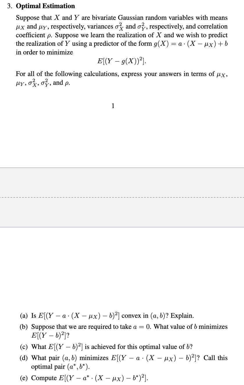 Solved 3. Optimal Estimation Suppose that X and Y are | Chegg.com