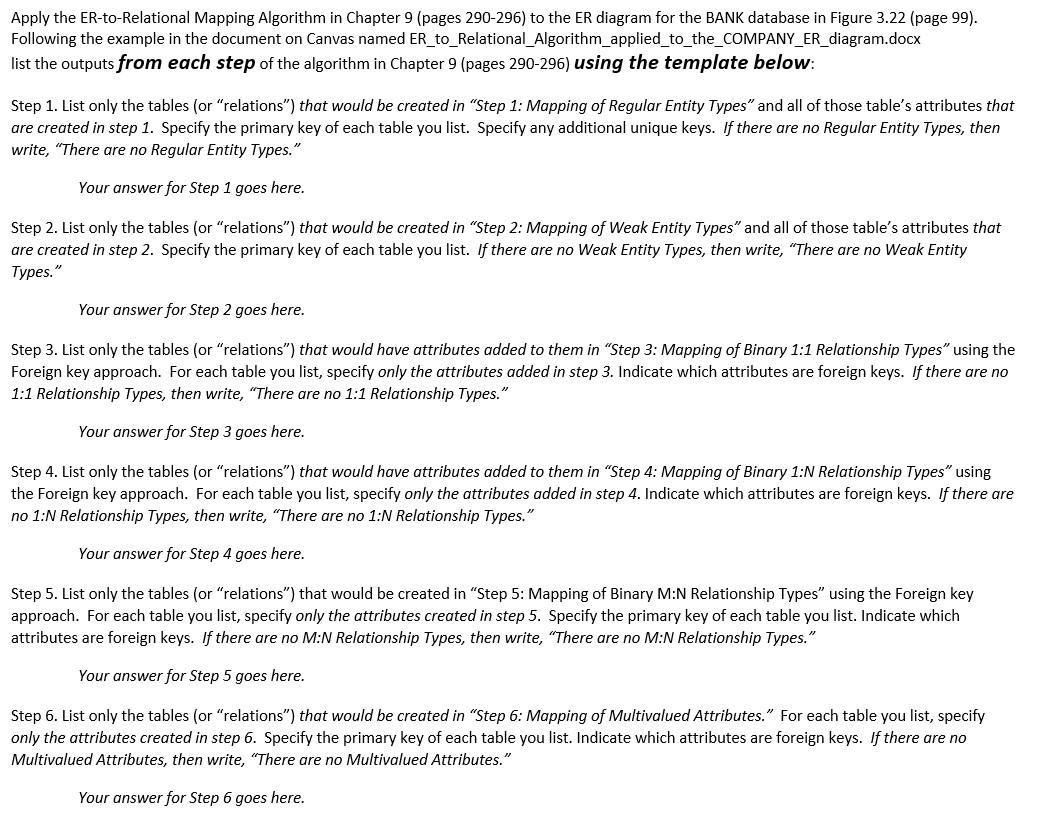Solved Apply the ER-to-Relational IVlapping Algorithm in | Chegg.com