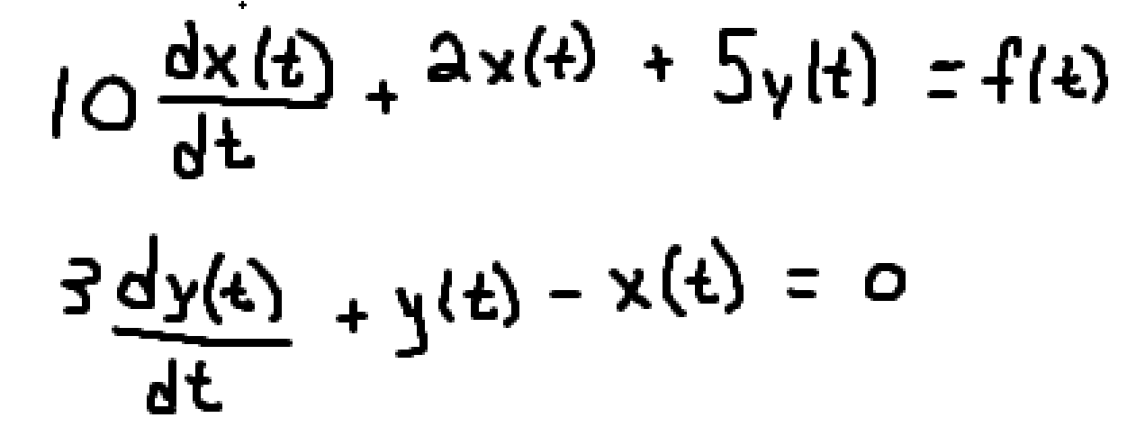 Solved 3 dylt) + y(t) – X(t) = dx (t) ax(+) + 5ylt) = f(t) | Chegg.com