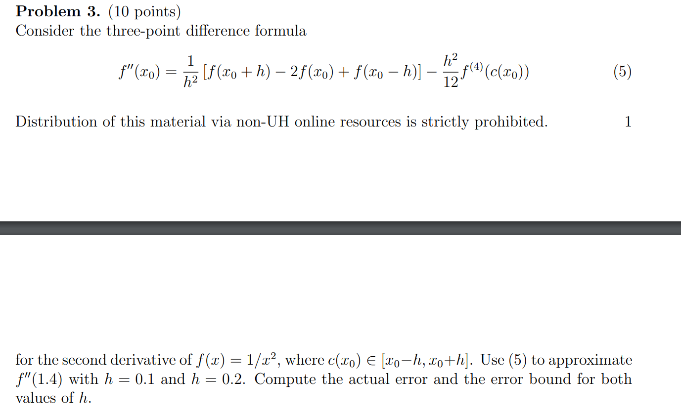 Solved Problem 3. (10 points) Consider the three-point | Chegg.com