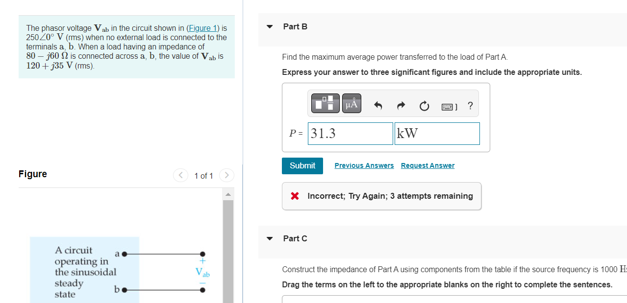 Solved The phasor voltage Vab in the circuit shown in | Chegg.com