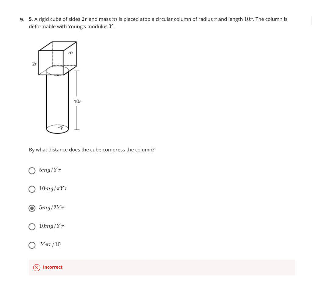 Solved 9. 5. A rigid cube of sides 2r and mass m is placed | Chegg.com