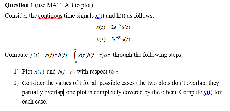 Solved Question 1 (use MATLAB to plot) Consider the | Chegg.com
