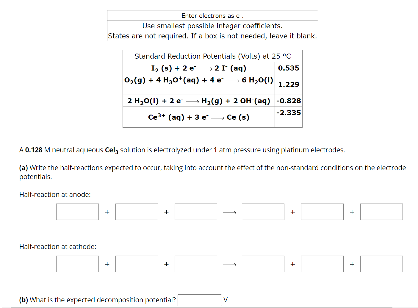 Solved Enter electrons as e-.Use smallest possible integer | Chegg.com