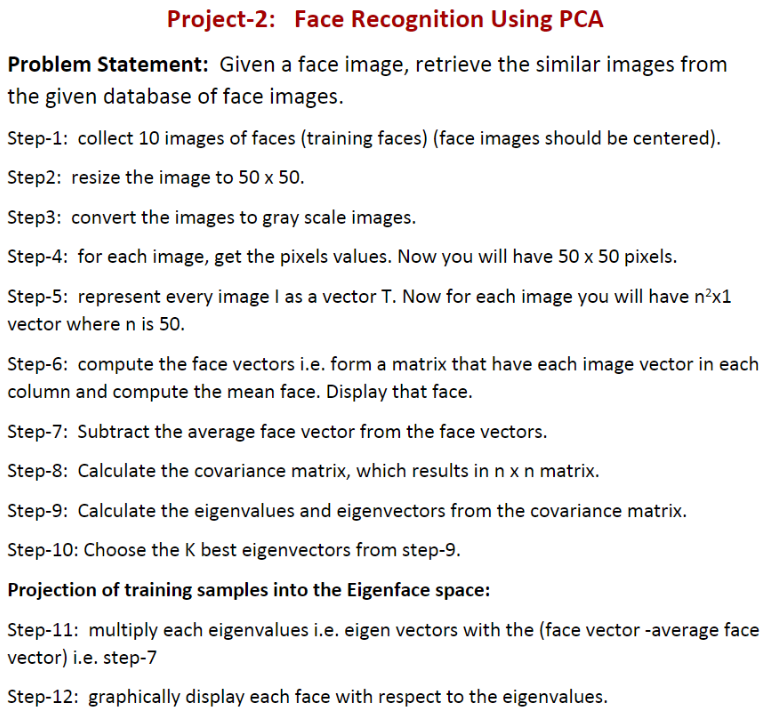 Solved Project-2: Face Recognition Using PCA Problem | Chegg.com