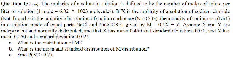 Solved The molarity of a solute in solution is definedto be | Chegg.com