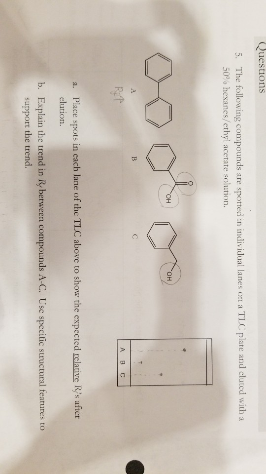 Solved Questions 5. The following compounds are spotted in | Chegg.com